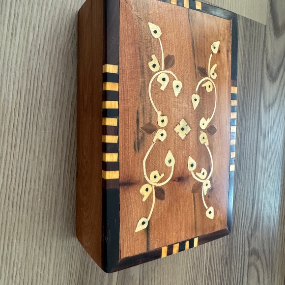 Storage & Organization | Wooden Jewelry Box With Inlay Design | Poshmark